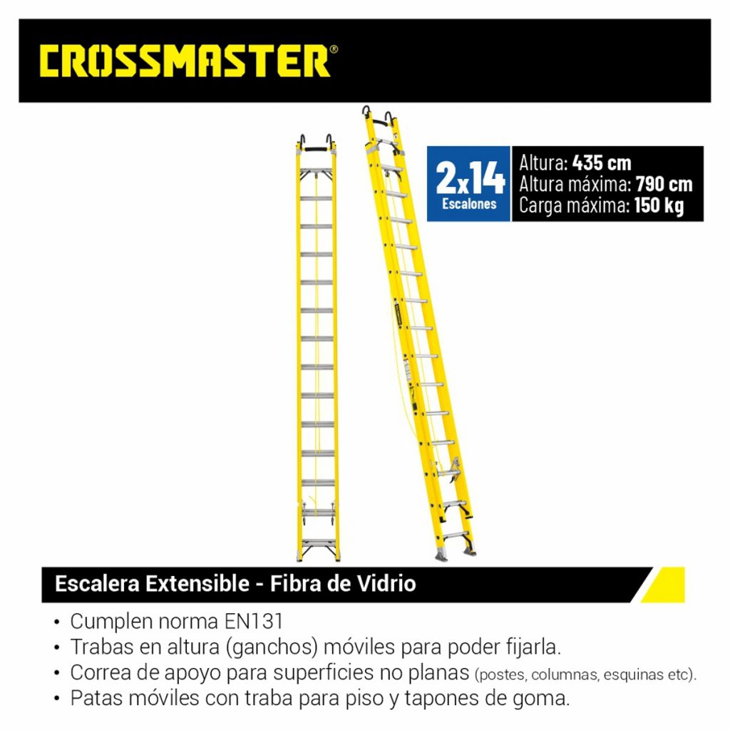 Escalera De Fibra De Vidrio Extensible 2×14 | Crossmaster